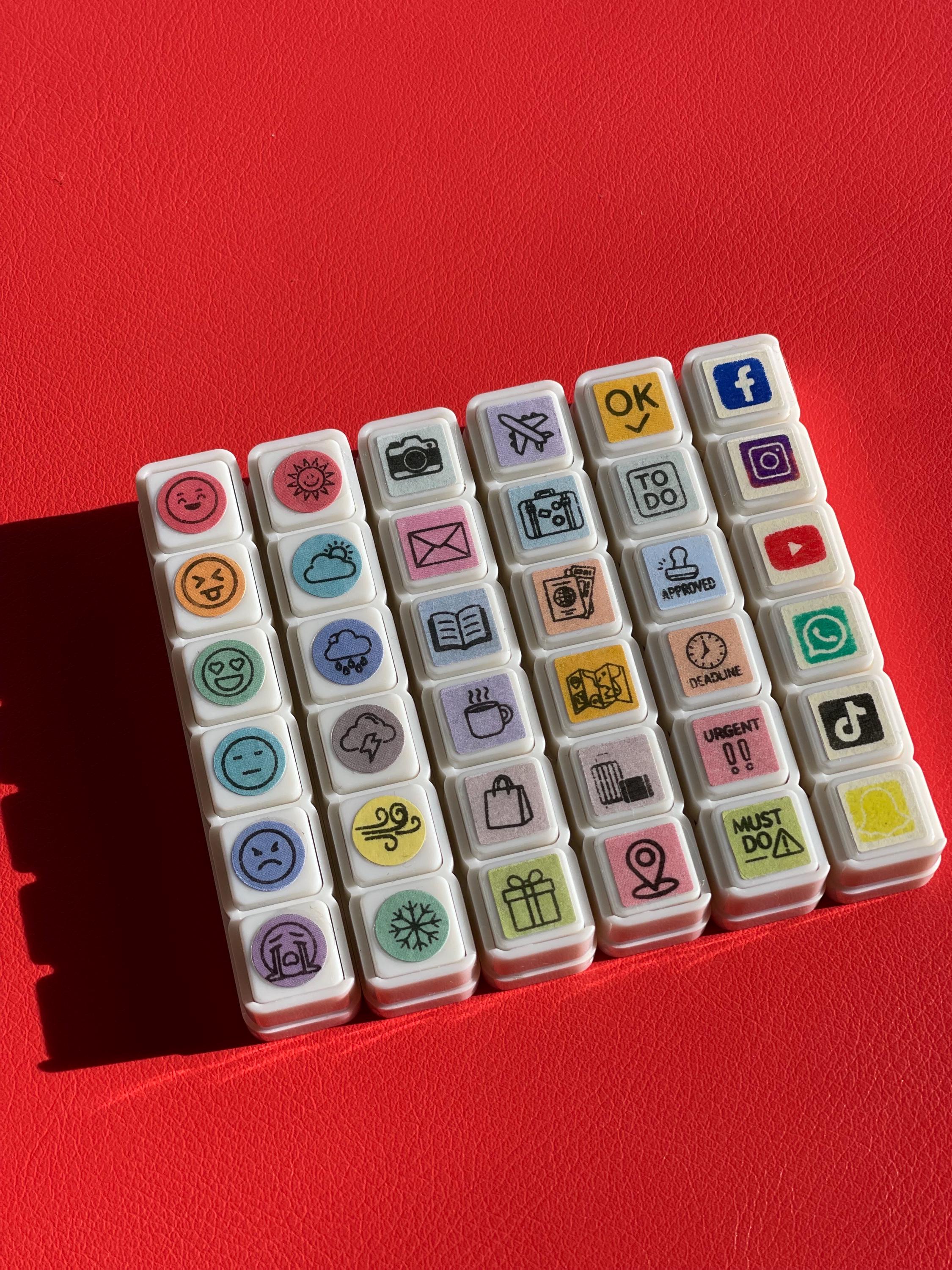 Mini Stamp Set - 6 Connected Stamps | Weather, Mood, Travel, To-do ...