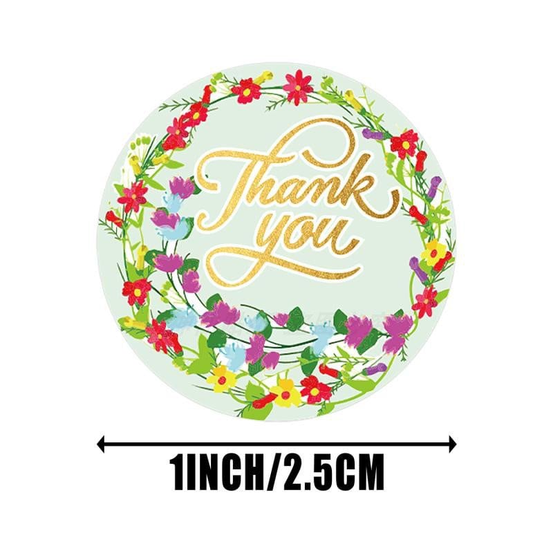 Thank You Sticker Thank You Gold Foil Floral Rose Thank You Business ...