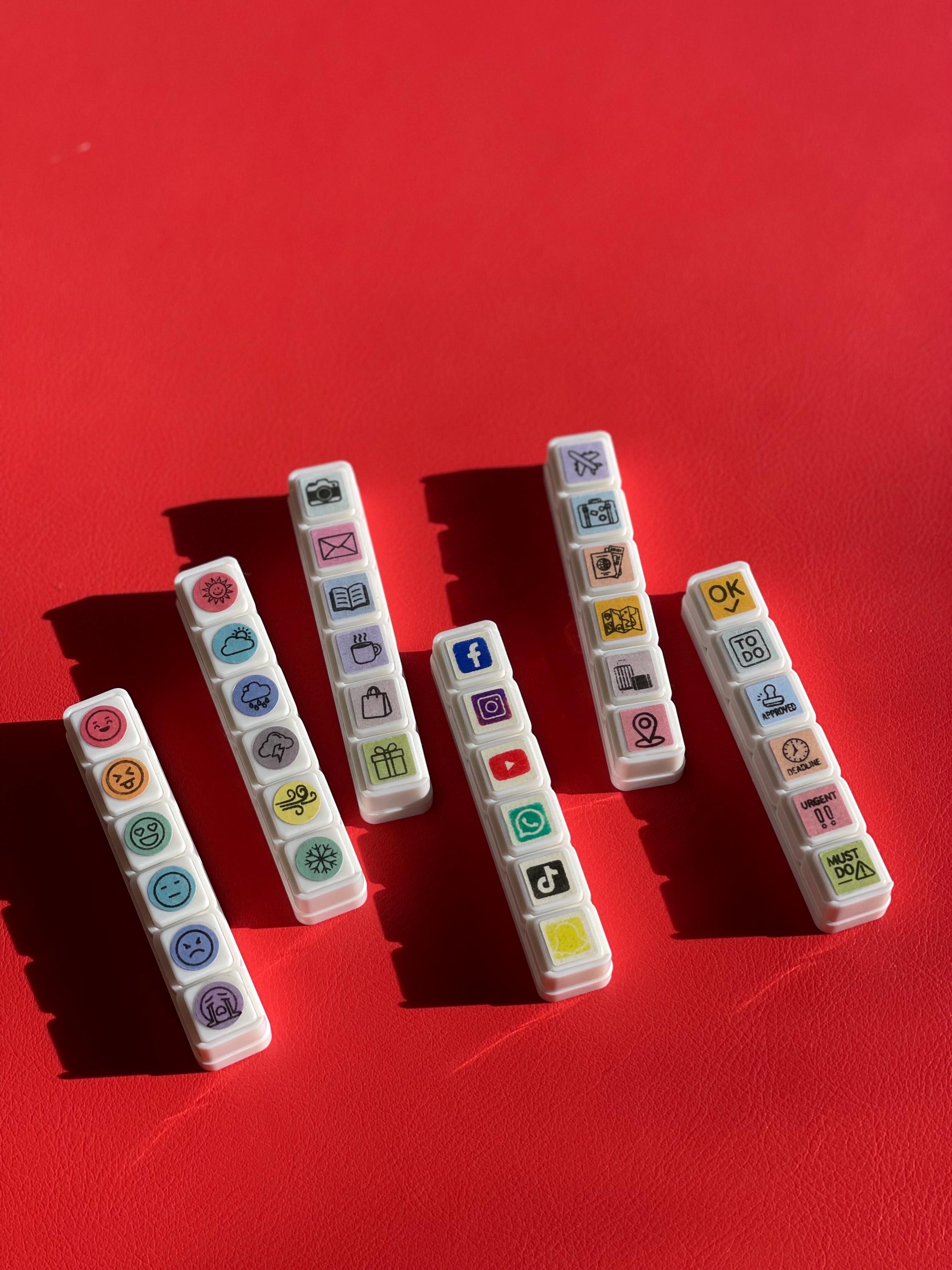 Mini Stamp Set - 6 Connected Stamps | Weather, Mood, Travel, To-do ...