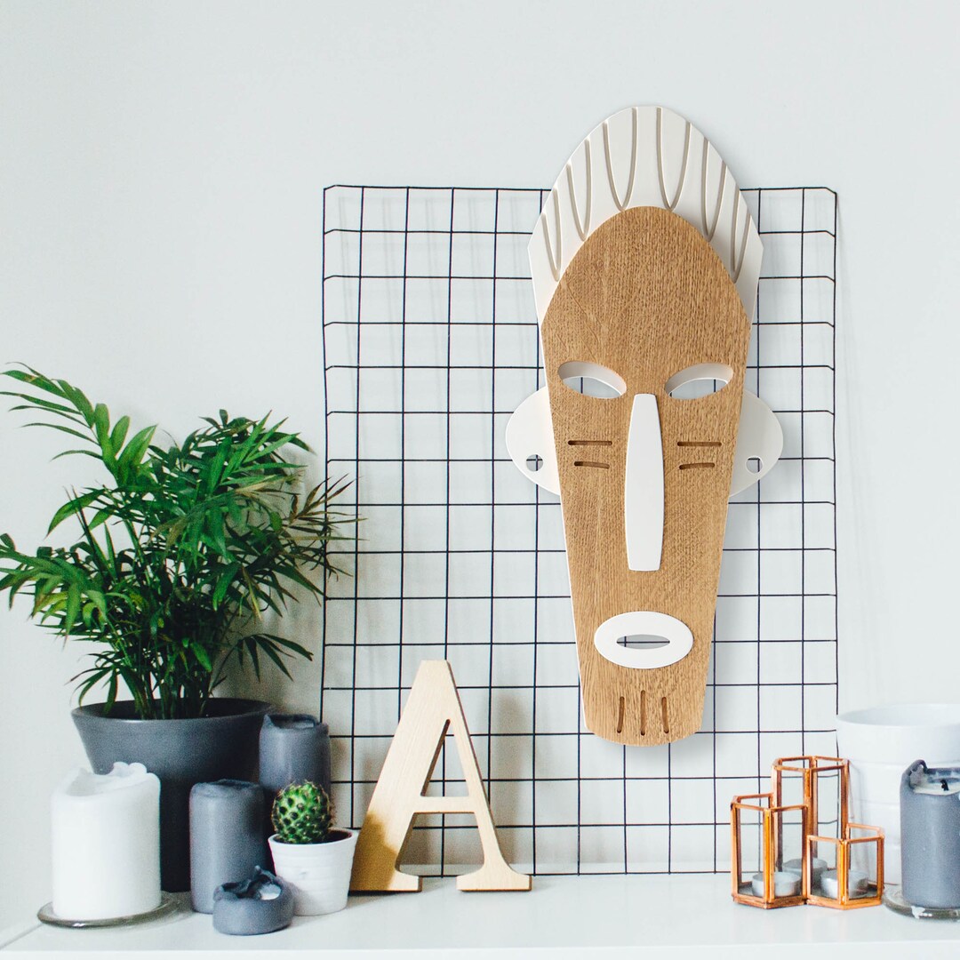 Scandinavian Wooden Mask Wall Decor – Modern Urban Art - Etsy