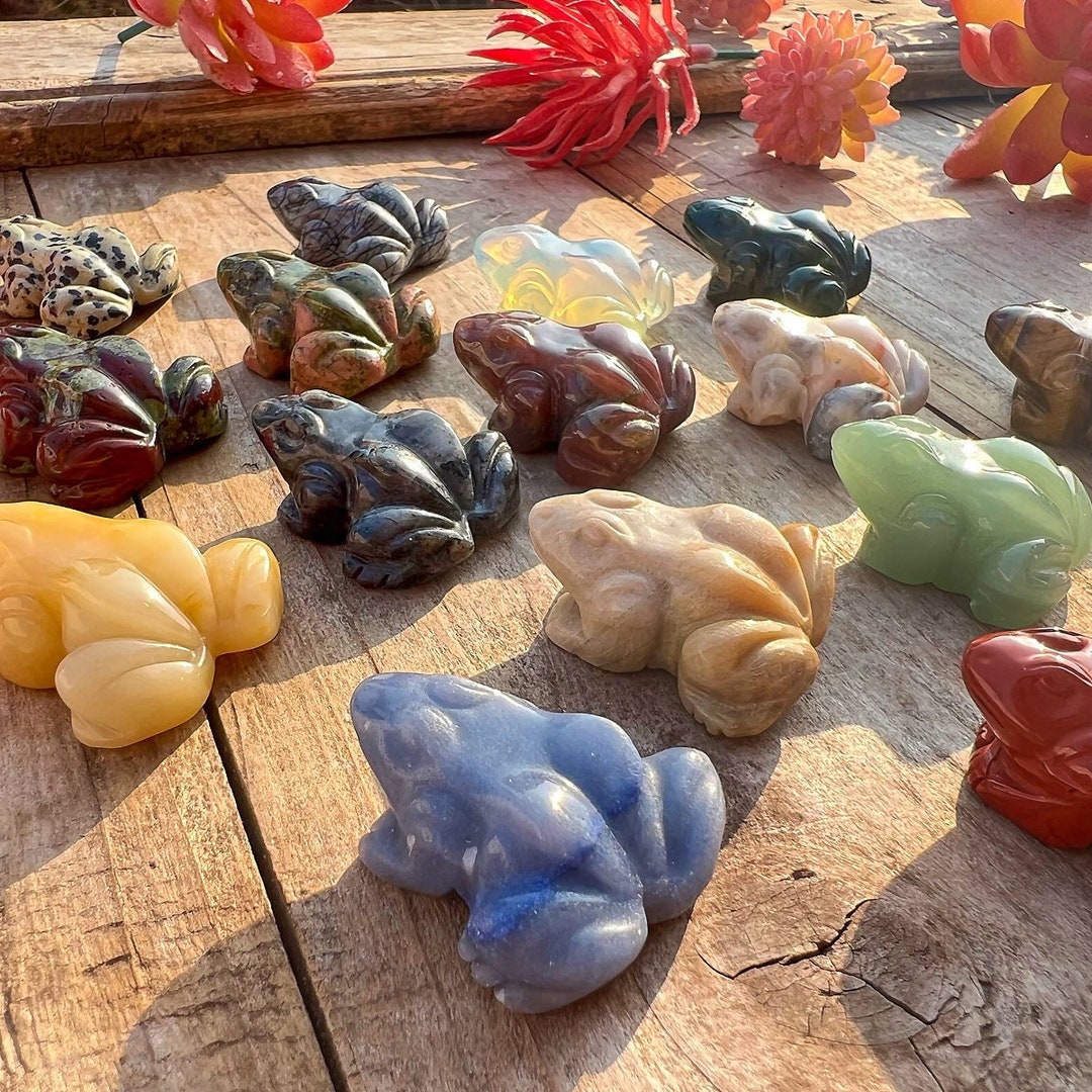 1.5 Inches Crystal Mini Frog Carving Gemstones Figurine - Etsy