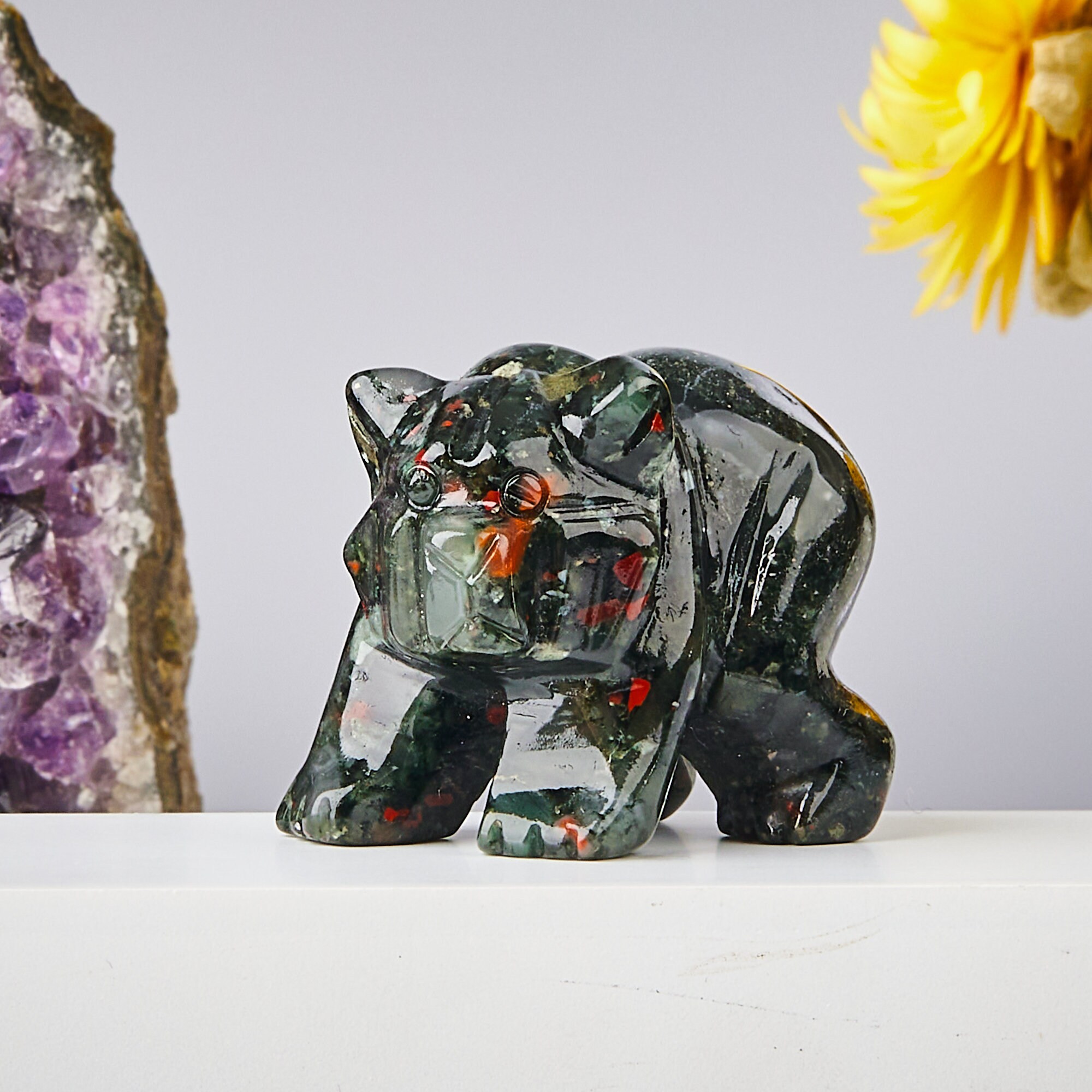 Carved Gemstone Bear Figurine: 1.5 Inch Crystal Animal Decor - Etsy