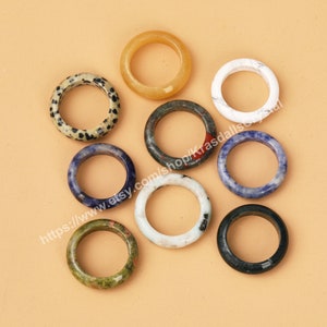 Natural Real Gemstone Rings , Crystal Ring , Genuine Stone Band Rings ...