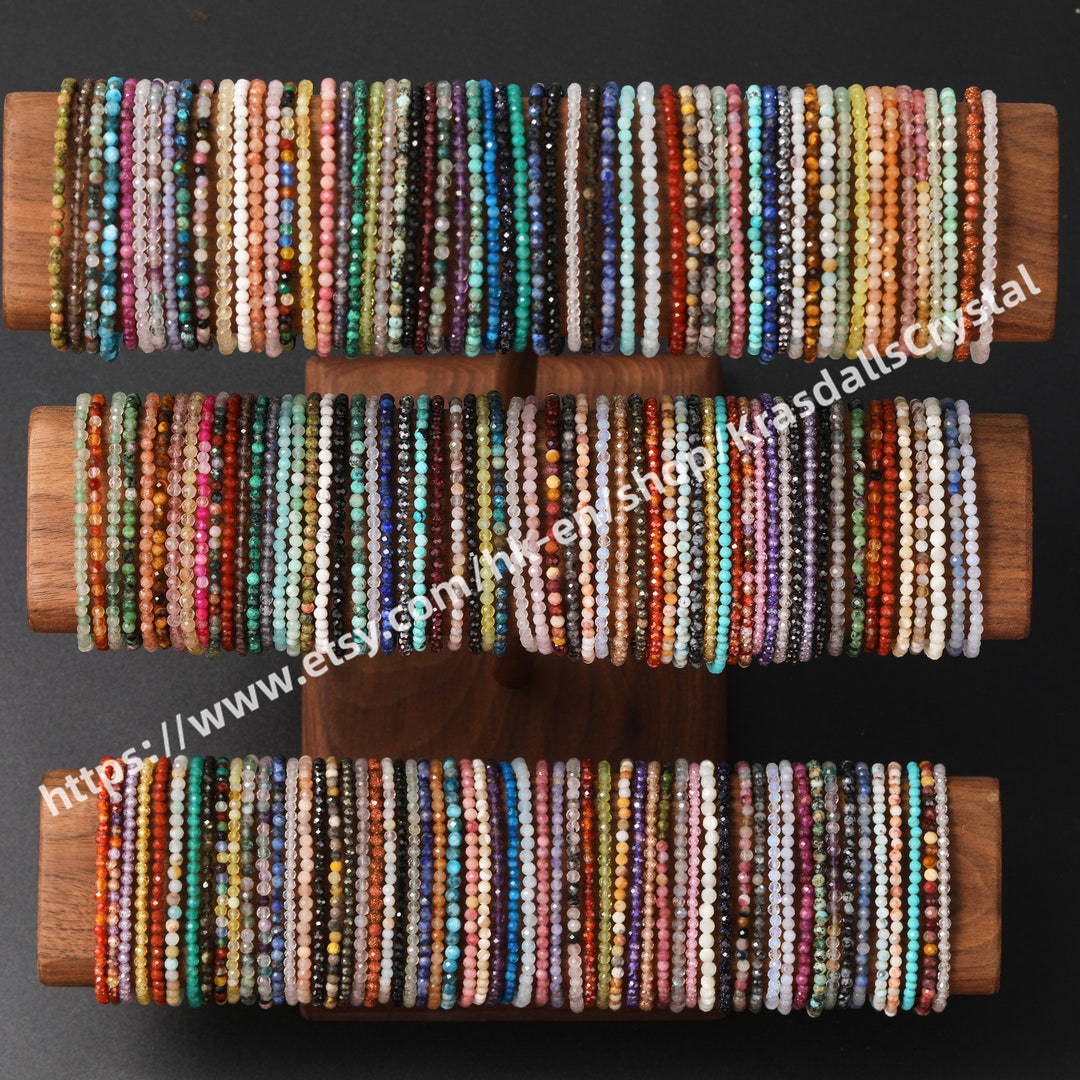 Natural Crystal Bracelets Tiny Faceted Beads , Natural Gemstone Mini ...