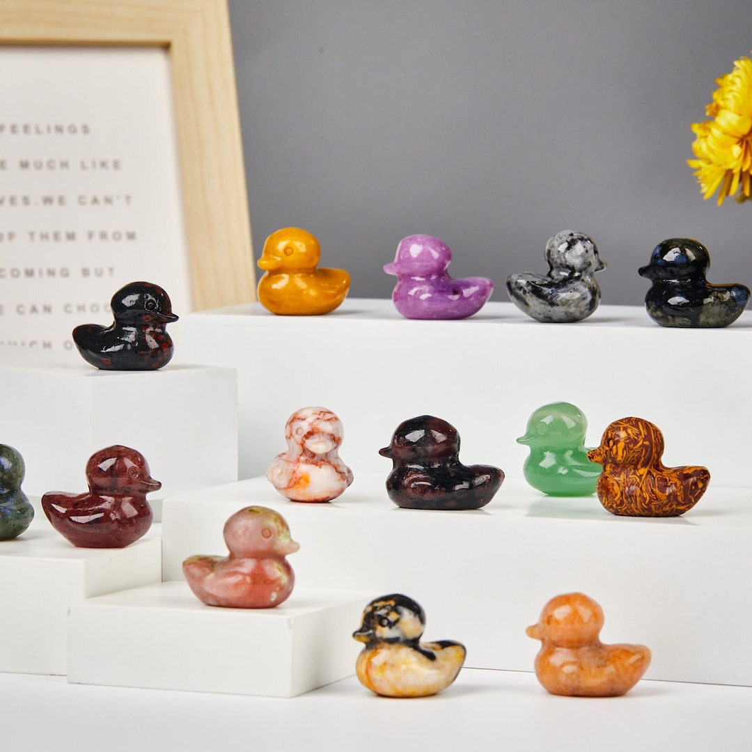 Hand Carved Gemstone Duck: Crystal Animal Sculpture, Home Decor Gift - Etsy