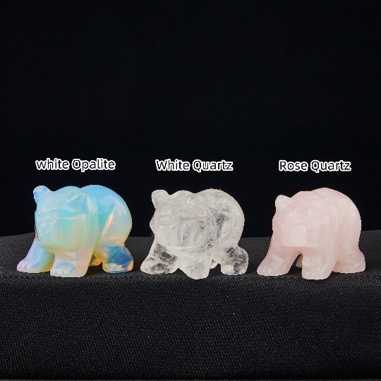 Carved Gemstone Bear Figurine: 1.5 Inch Crystal Animal Decor - Etsy
