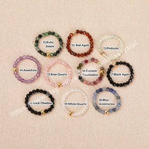 Natural Crystal Faceted Beads Stretchy Stackable Rings , Gemstone Anti ...
