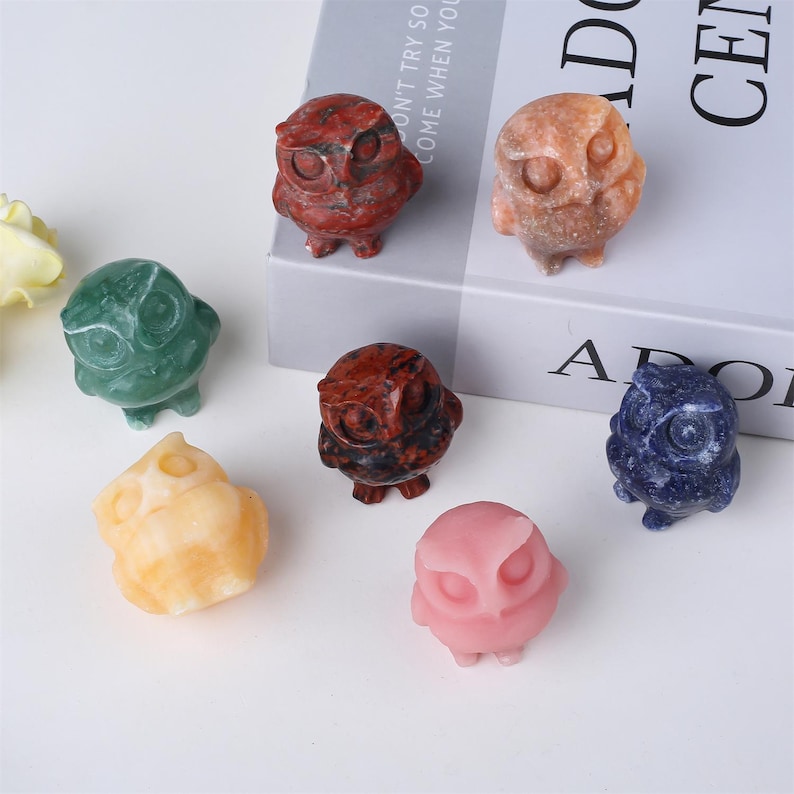 1.5‘’carved Owl Figurine, Hand-carved Stone Animal Artwork,34 Various ...