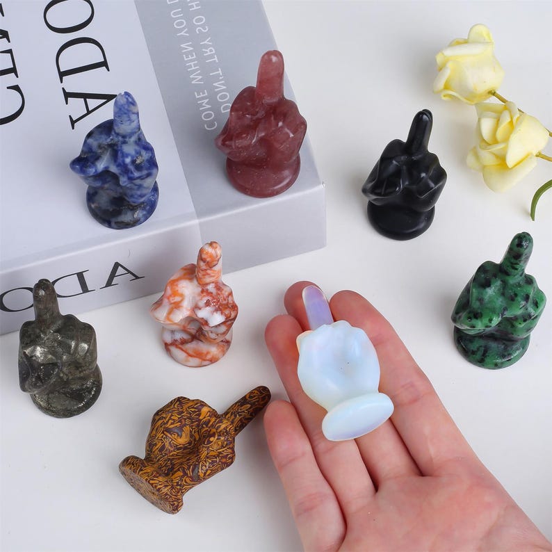 Carved Gemstone Middle Finger Figurine: Playful Home Decor - Etsy