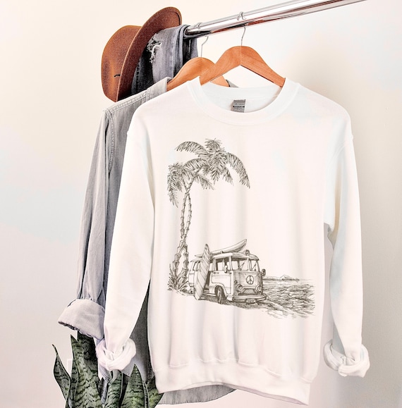 Palm Tree Sweatshirt Cute Beach Lover Sweater Beach Palm - Etsy
