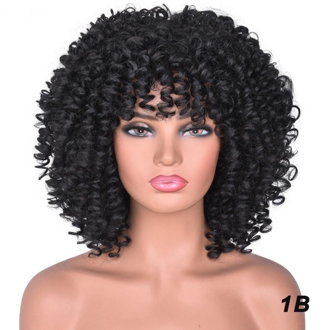Natural Looking Afro Kinky Curly High Temperature Synthetic Fibre Wig ...