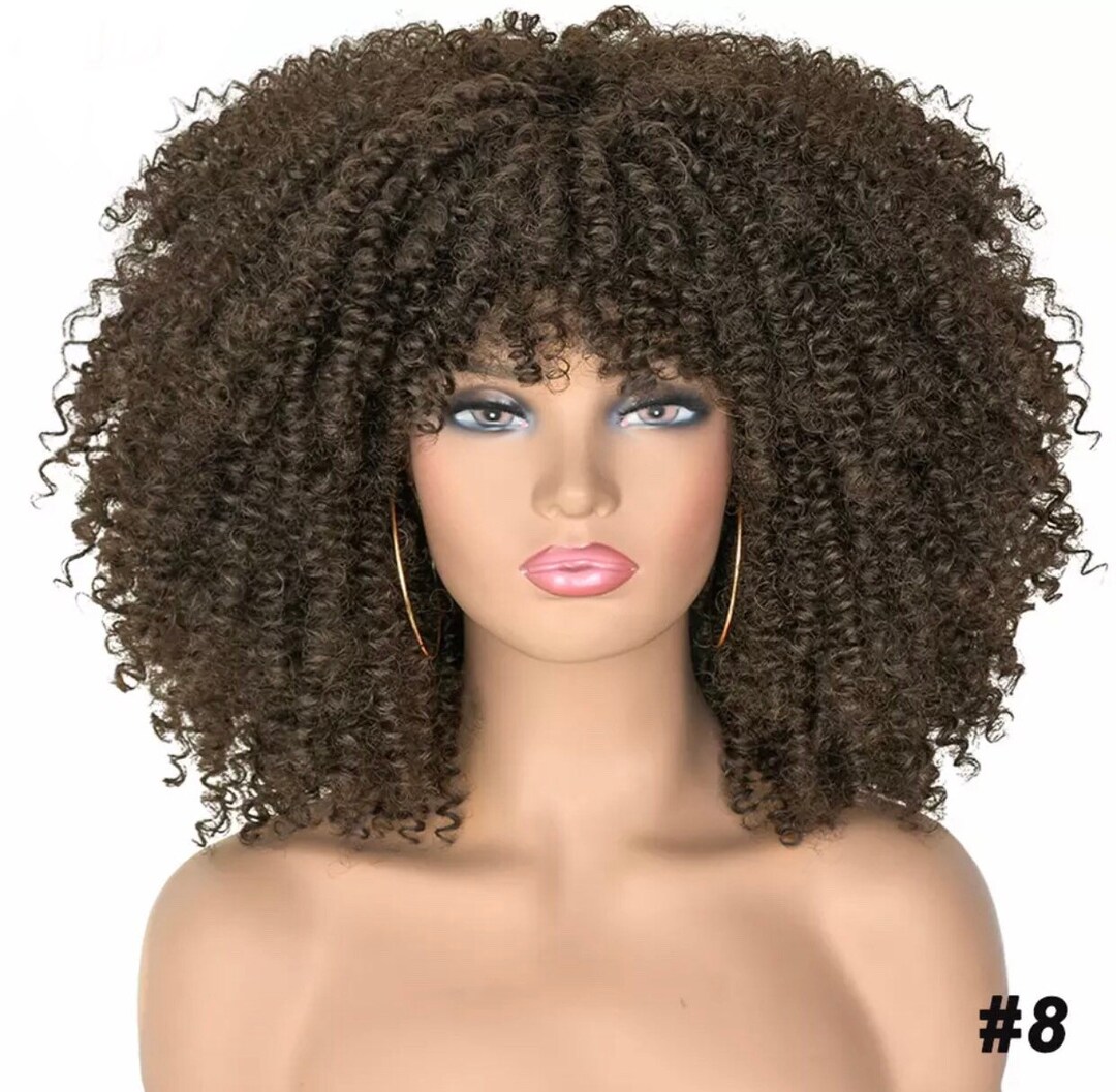 Natural Looking Afro Kinky Curly High Temperature Synthetic Fibre Wig ...