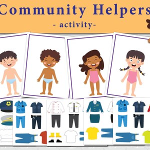 Community Helpers Dress up Preschool Printable Worksheets | Etsy
