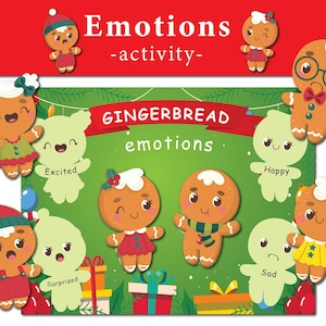Gingerbread Emotions Printable Activity for Toddler, Christmas Feelings ...