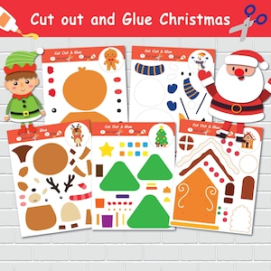Christmas Cut Out and Glue Activity for Kids. Preschool Cutting ...