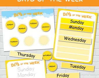 Days of the Week Worksheets for Kids - Circle Time Wheel and Tracing ...