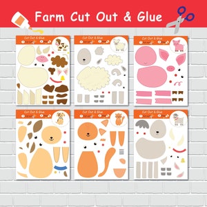 Farm Cut Out and Glue Crafts for Kids. Scissors Skills Activity. Fine ...
