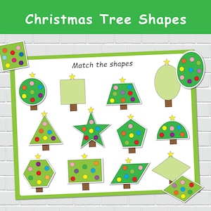 Christmas Tree Shape Matching Activity, 2D Shapes, Winter Busy Book ...