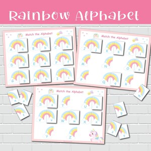 Rainbow Alphabet Matching Activity. Toddler Busy Book Page. Preschool ...