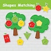 Apple Shapes Matching Actvity. Toddlers Sort and Match Game. Homeschool ...