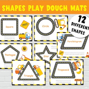 Play Dough Mats Construction Trucks Building Shapes. Printable ...