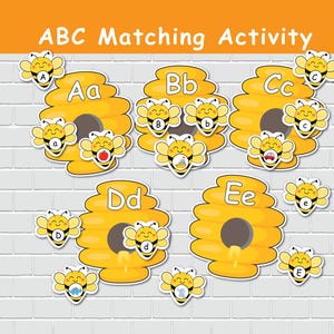 Bees and Beehive ABC Matching Activity for Kids, Summer Busy Book ...
