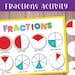 Fractions Matching Activity, Math Printable Activity, Learning ...