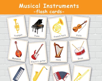 32 Printable Musical Instruments Flashcards, Montessori Cards , Flash ...