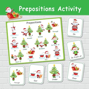Santa Prepositions Activity: English Learning Poster & Flashcards ...