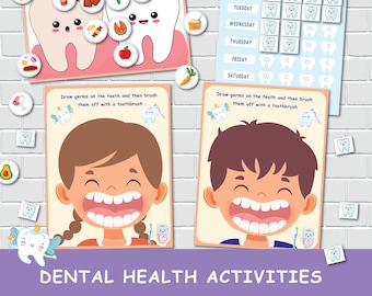 Dental Health Preschool Printable Activity for Kids, Teeth Brushing ...