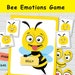 Bee Emotions and Feelings Matching Game, Printable Activity for Kids ...