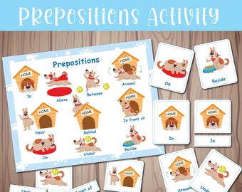 Prepositions Digital Printable Flashcards Prepositions - Etsy