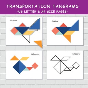 Transportation Theme Printable Tangrams Puzzle Activity for Preschool ...