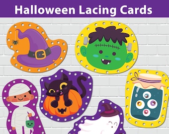 Fall Lacing Cards, Preschool Fine Motor Skill Activity, Fall Toddler ...
