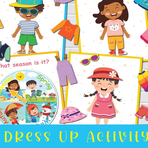 Dress up Printable Activity Four Seasons File Folder Games - Etsy