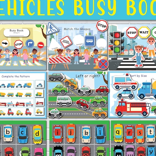 Cars Busy Book Kids Learning Binder Preschool Car Theme Quiet - Etsy