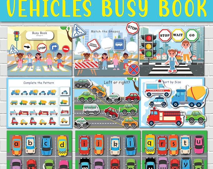 Color Sorting Busy Book, Transport Printable Worksheets, Color Matching ...