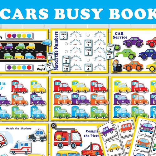 Cars Busy Book Kids Learning Binder Preschool Car Theme Quiet - Etsy
