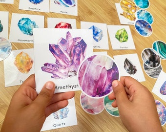 Gemstones Printable Pattern Matching Montessori Materials, Flashcards ...
