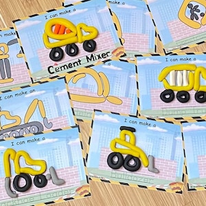 Construction Play Dough Mats, Trucks Printable Play Doh, Preschool ...