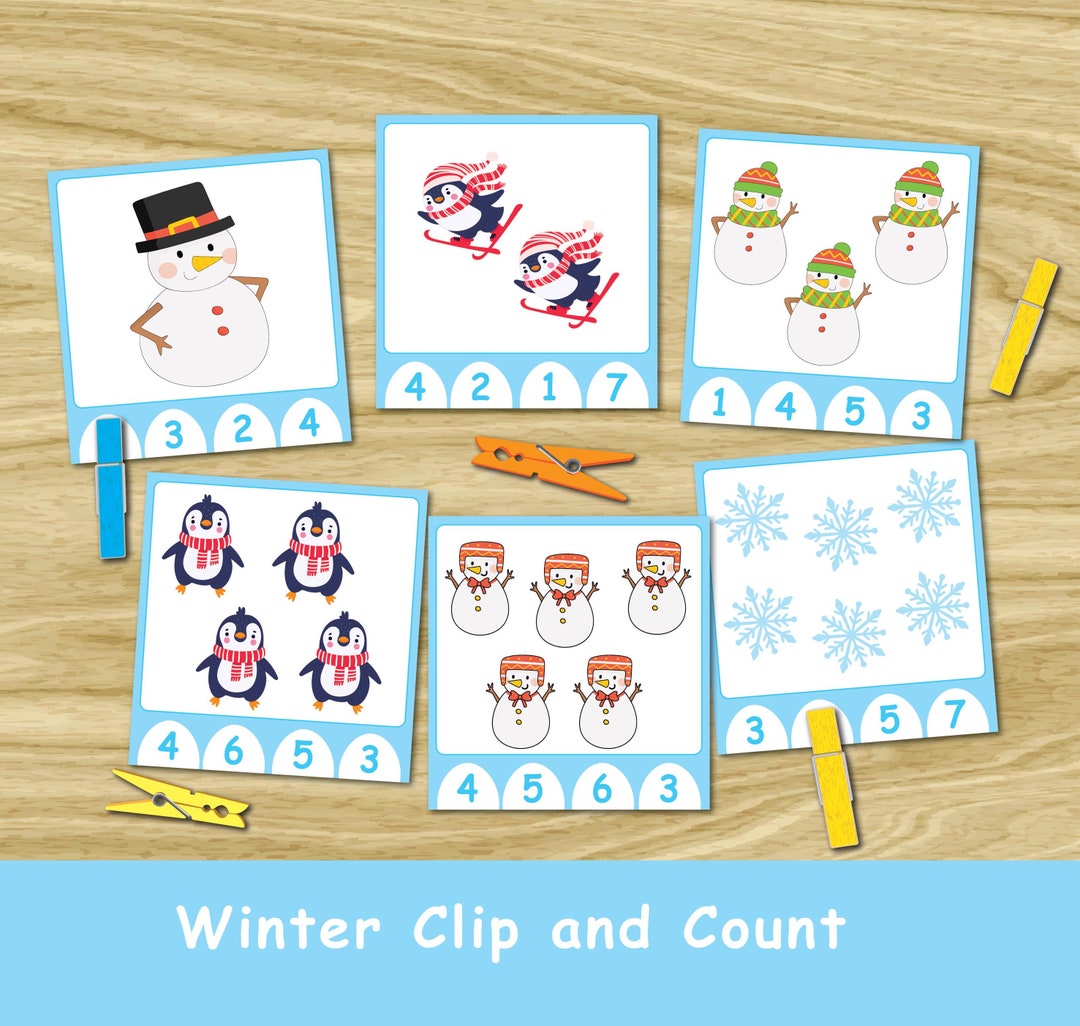 Winter Clip and Count Cards 1-20, Homeschool Resource (digital Download ...