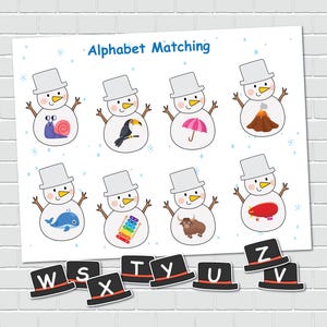Snowman Letter Matching Activity for Kids, Alphabet File Folder Game ...