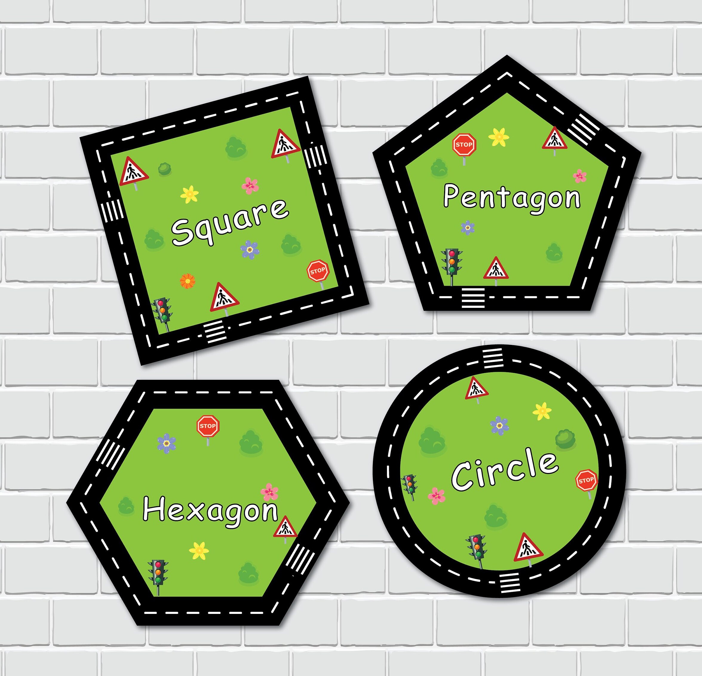 Road Shape Mats for Preschool, 2D Shapes Printable Activity, Homeschool ...