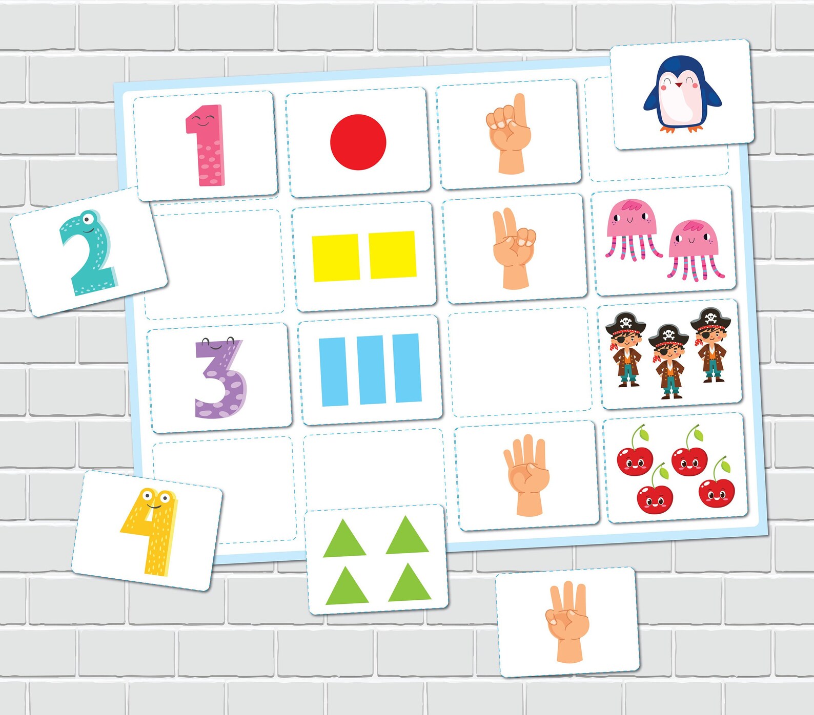 Numbers Matching Activity for Kids, Counting Game, Preschool Math ...