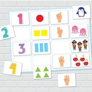 Numbers Matching Activity for Kids, Counting Game, Preschool Math ...
