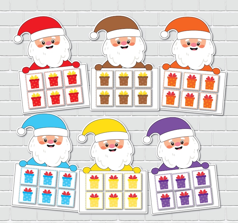 Santa Color Matching Activity for Kids, Christmas Theme Activities ...