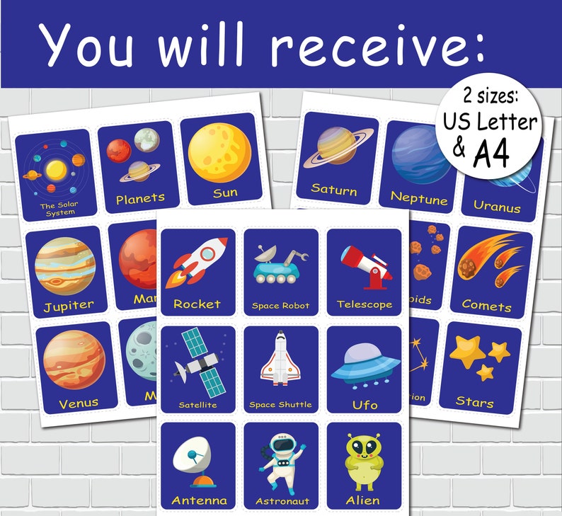 Outer Space Flashcards Montessori Material Homeschool - Etsy