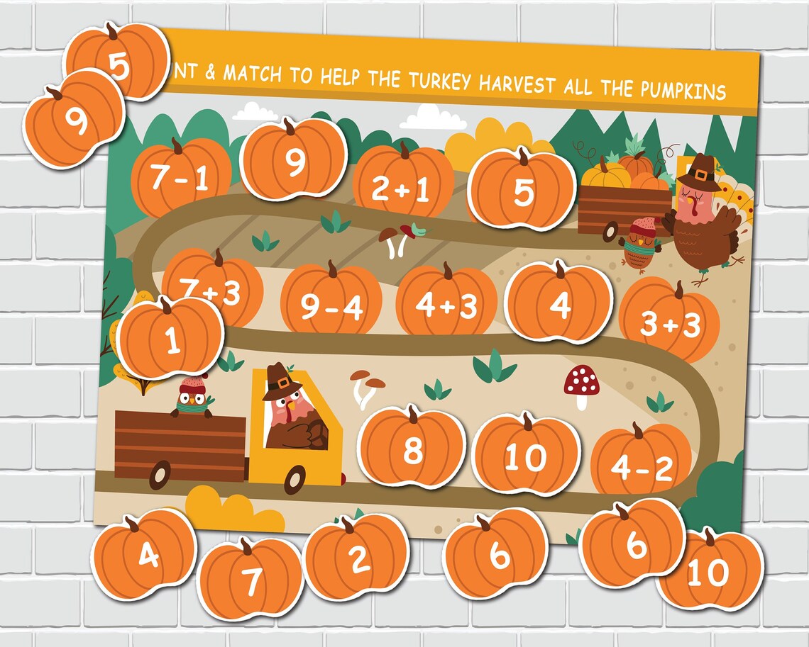 Addition and Subtraction Fall Activity Preschool Math - Etsy
