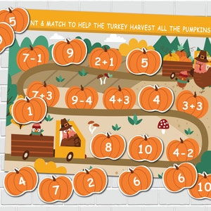 Addition and Subtraction Fall Activity, Preschool Math Activities ...
