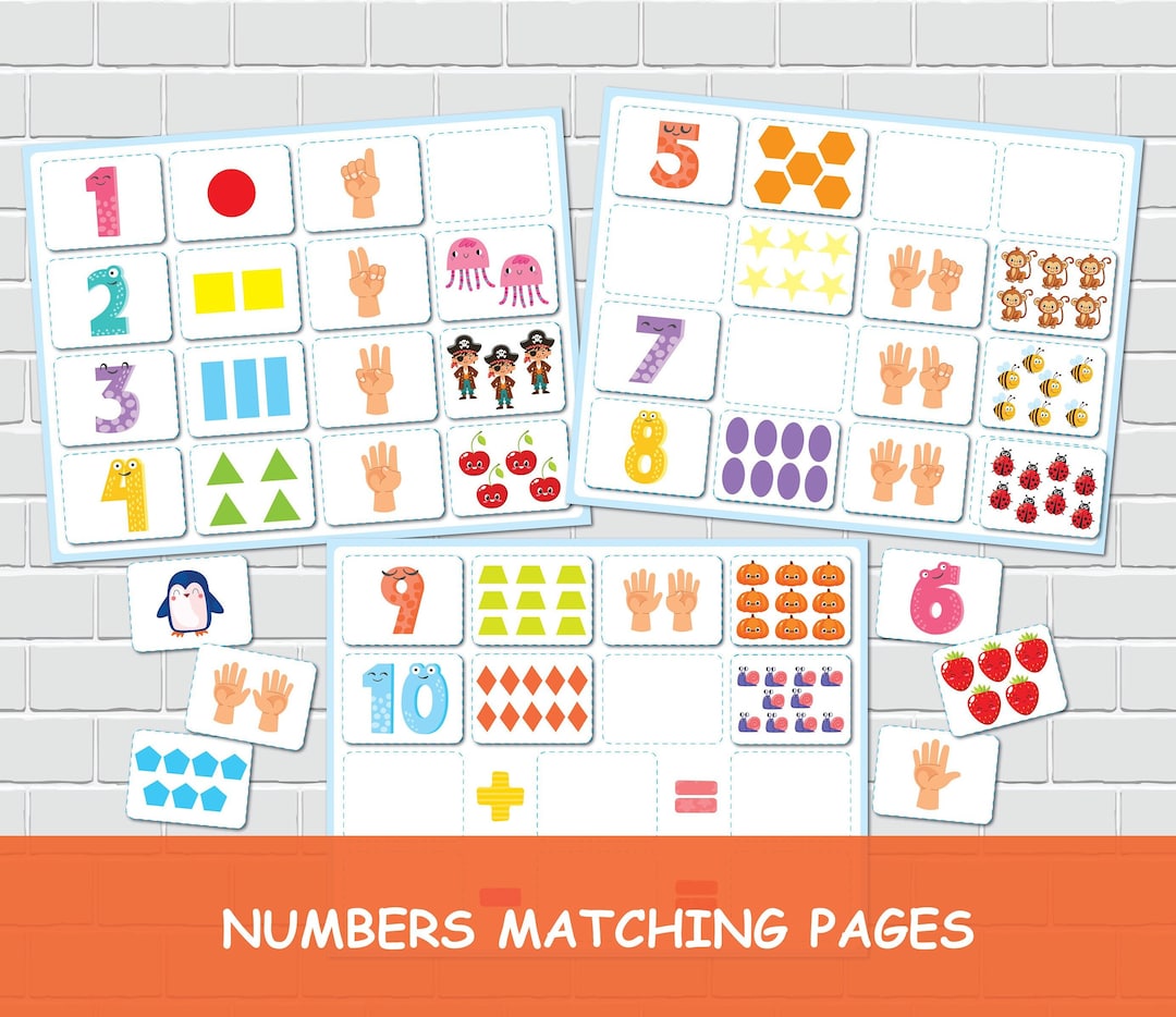 Numbers Matching Activity for Kids, Counting Game, Preschool Math ...